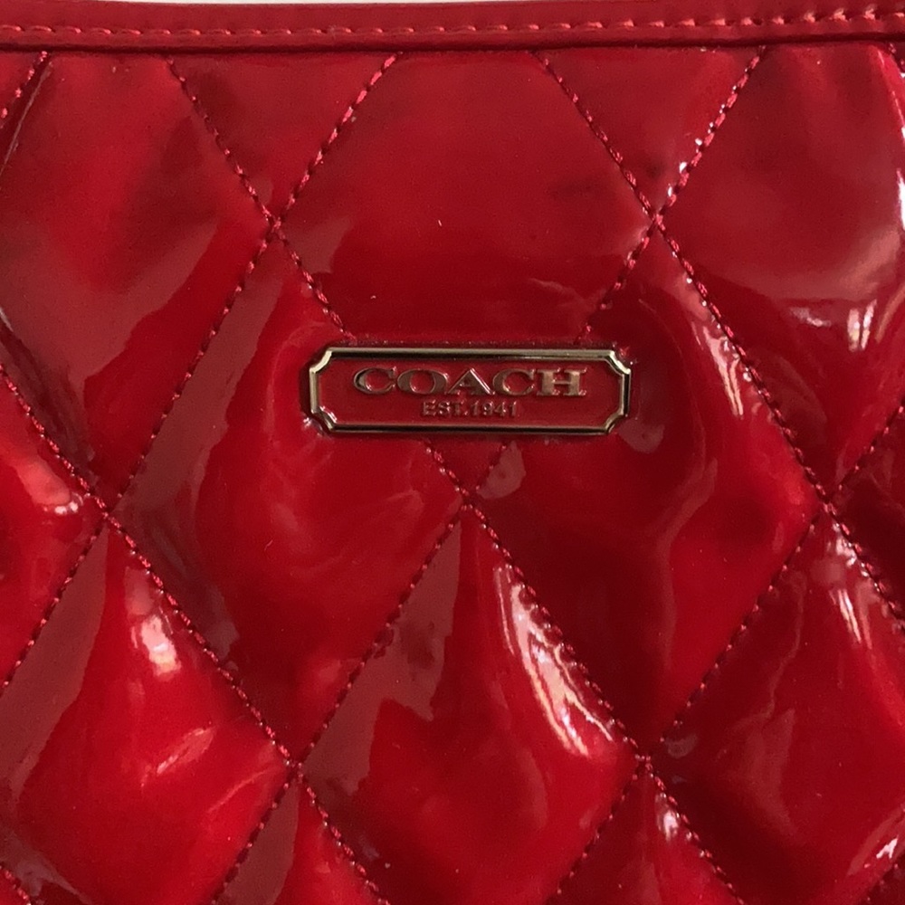 Coach Liquid Gloss Red Quilted Patent Leather Handbag - Gem